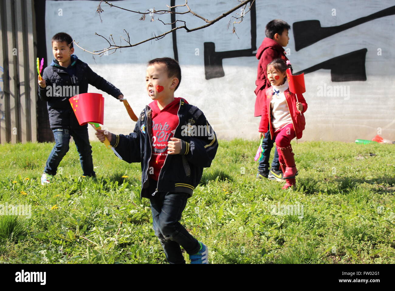 In the Florenc area of Prague on 28 March 2016, Chinese children go ...
