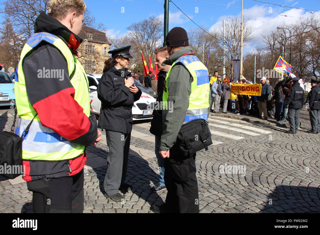 Two Czech police officers with jackets that marked them as members of ...