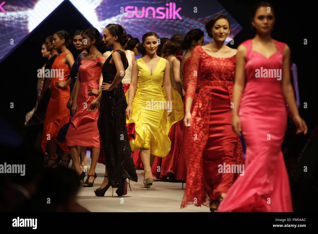 Kathmandu, Nepal. 30th Mar, 2016. Nepalese models catwalk on the runway ...