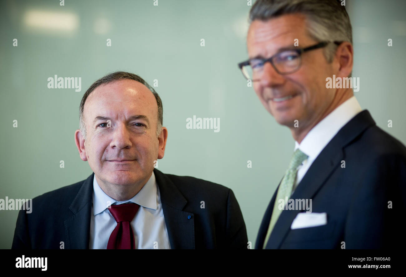 Berlin, Germany. 31st Mar, 2016. Ulrich Grillo (R), president of the ...