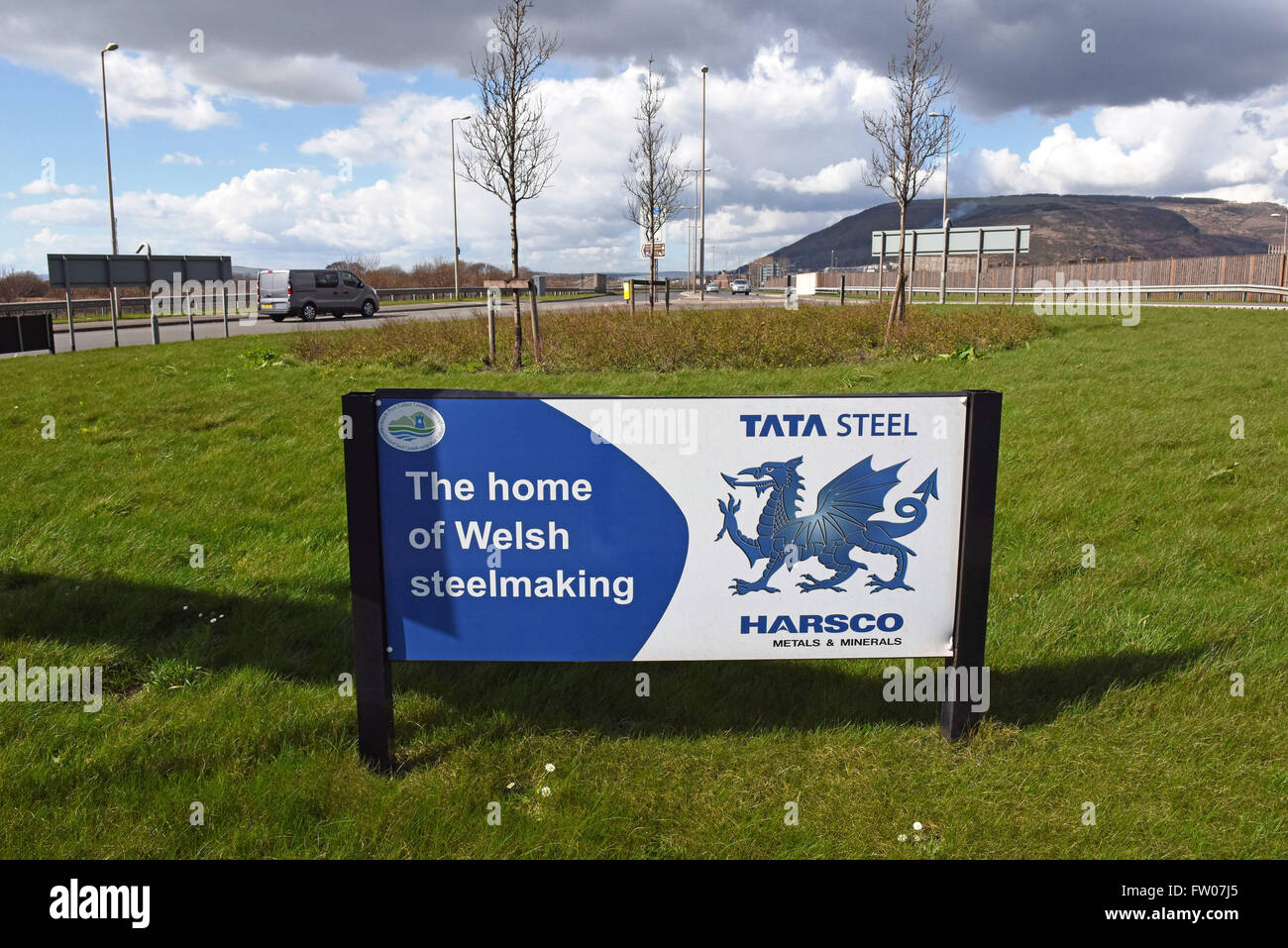 Port Talbot, UK. 31st Mar, 2016. Sign for the Tata Steel Works in Port ...