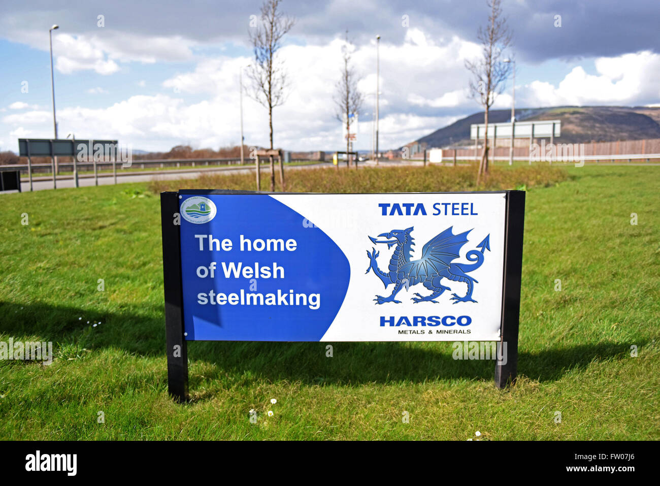 Port Talbot, UK. 31st Mar, 2016. Sign for the Tata Steel Works in Port ...