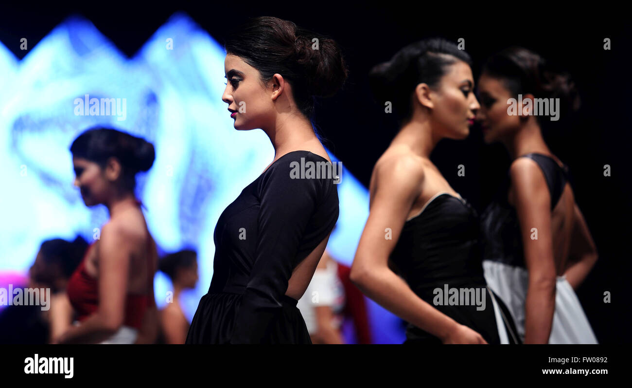 March 31, 2016 - Kathmandu, Nepal - Models walk on the ramp wearing ...