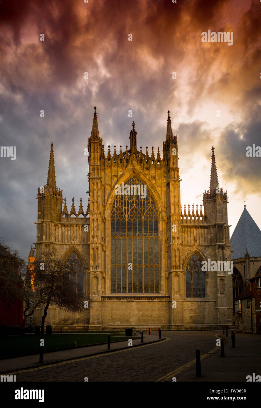 York, UK. 31st March, 2016. Sunset at York Minster after completion of ...