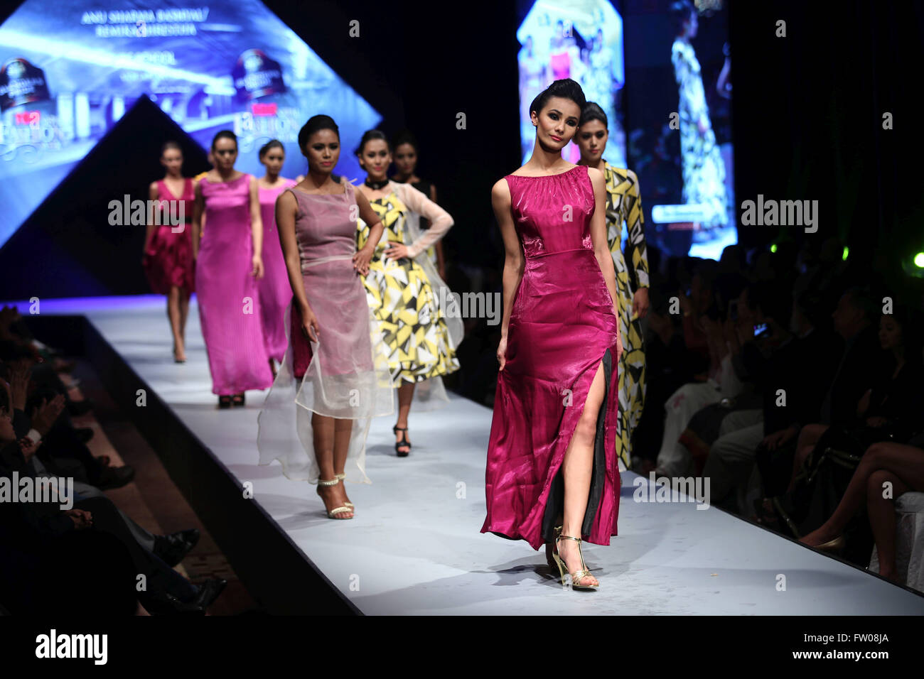 Kathmandu, Nepal. 31st Mar, 2016. Models walk on the ramp wearing ...