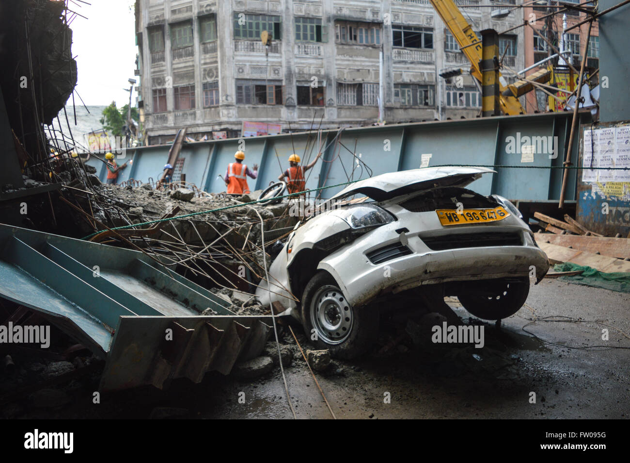 Kolkata, India. 31st March, 2016. An under-construction flyover ...