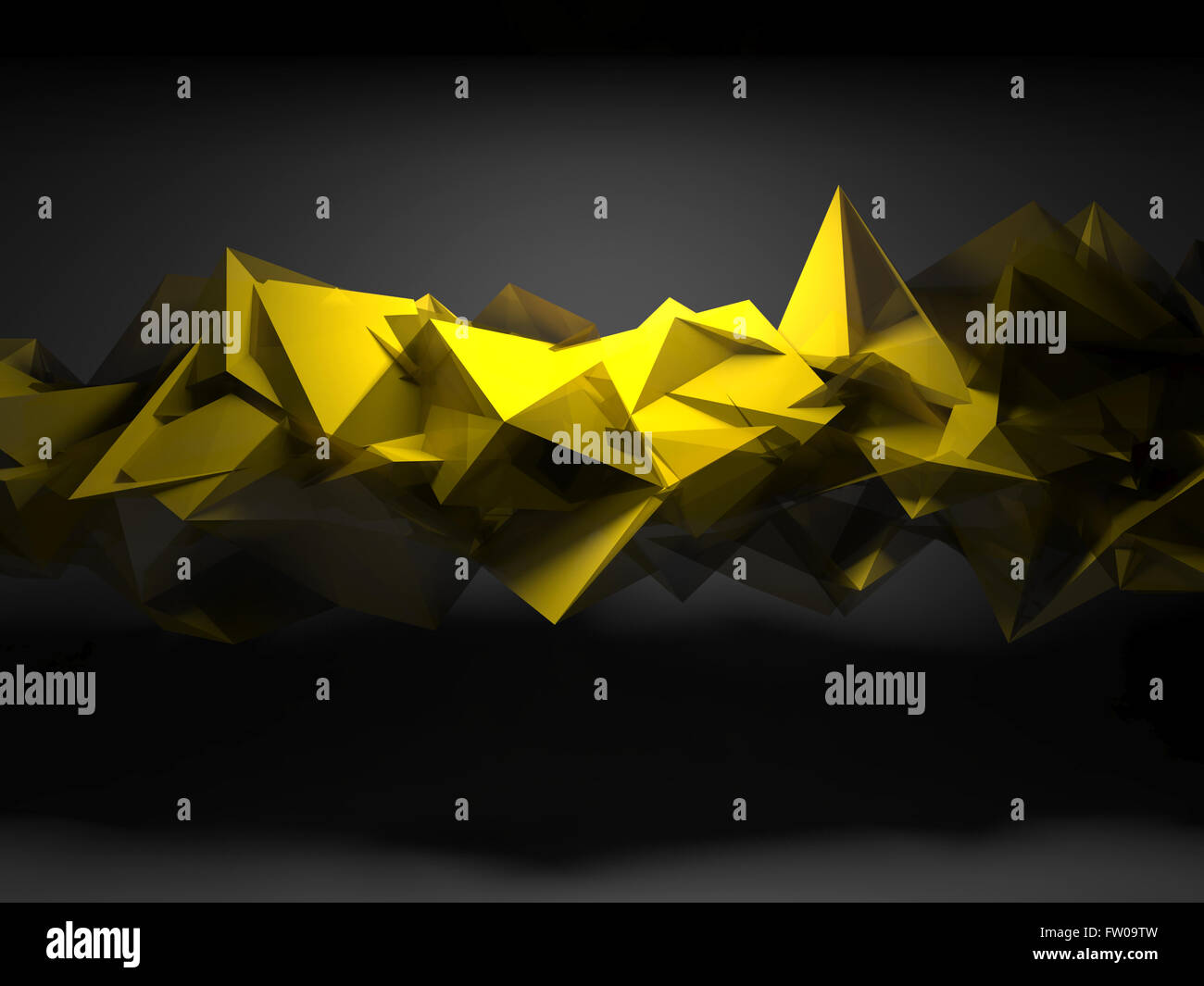 Abstract digital background, interior with yellow shining chaotic ...