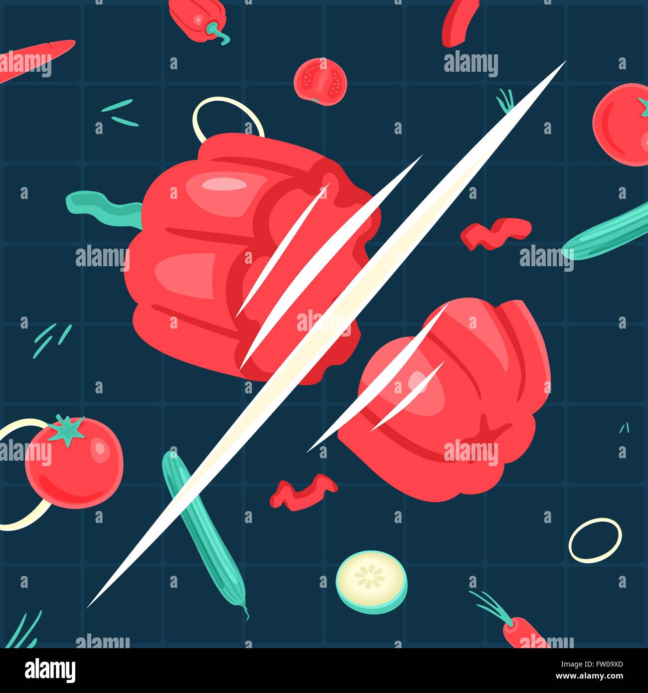 Vector Illustration Cutting vegetables Stock Vector Image & Art - Alamy