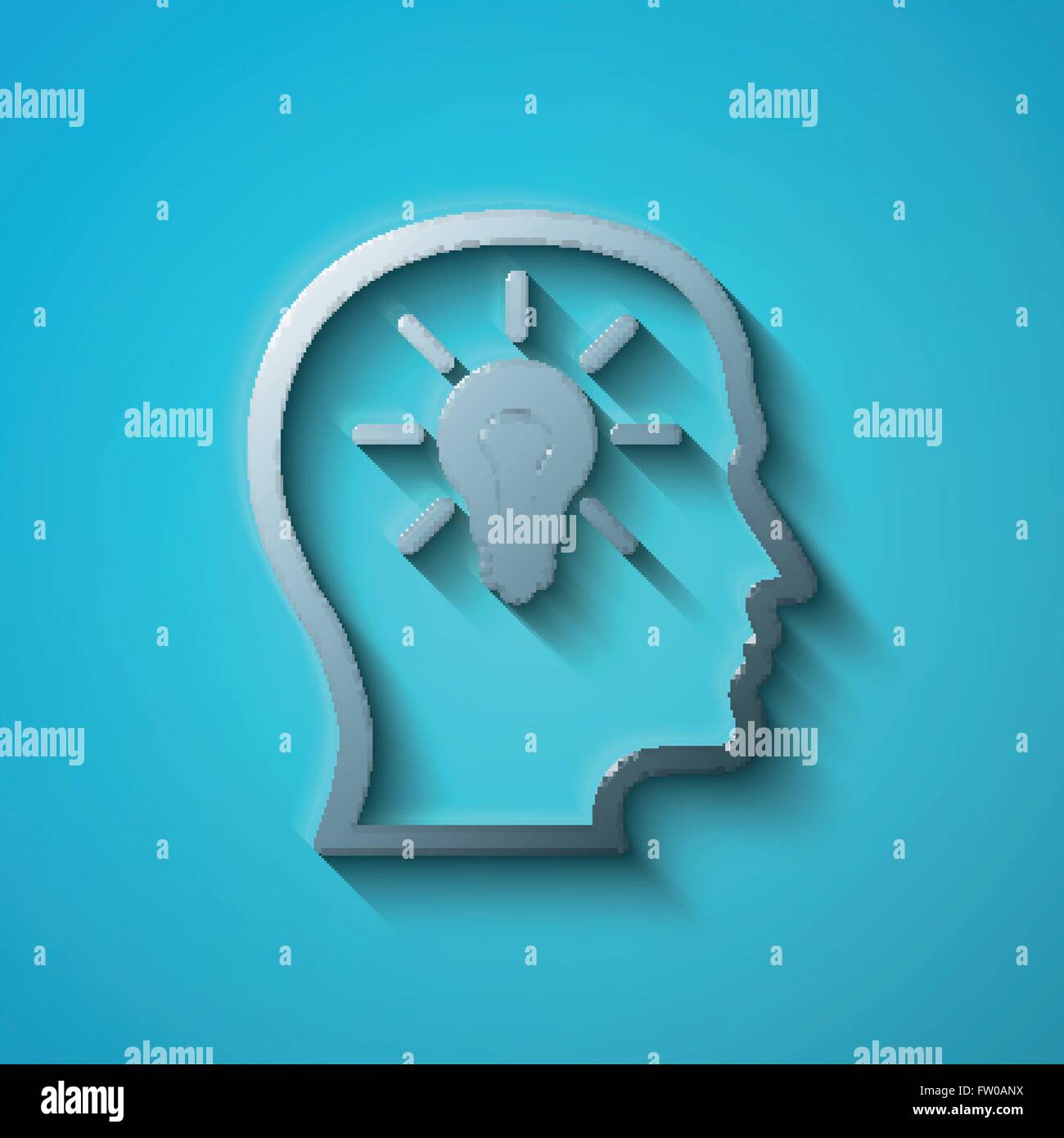Data concept: flat metallic Head With Lightbulb icon, vector Stock ...