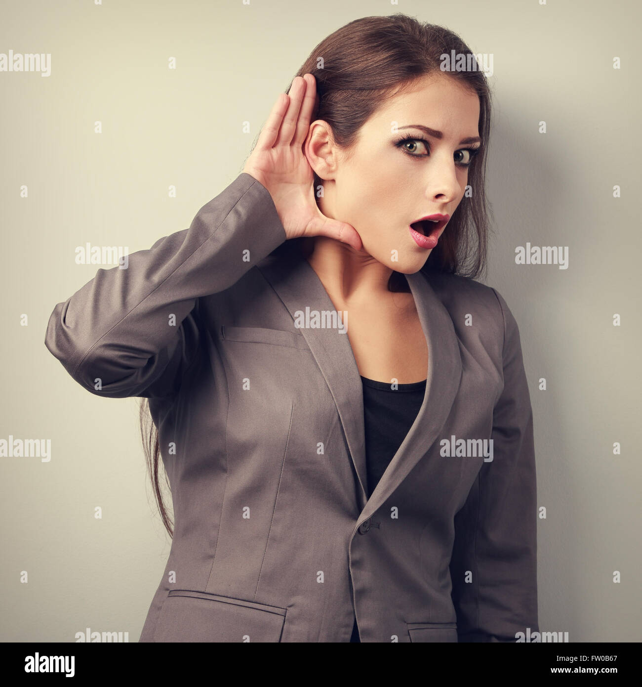 Woman whisper shock hi-res stock photography and images - Alamy
