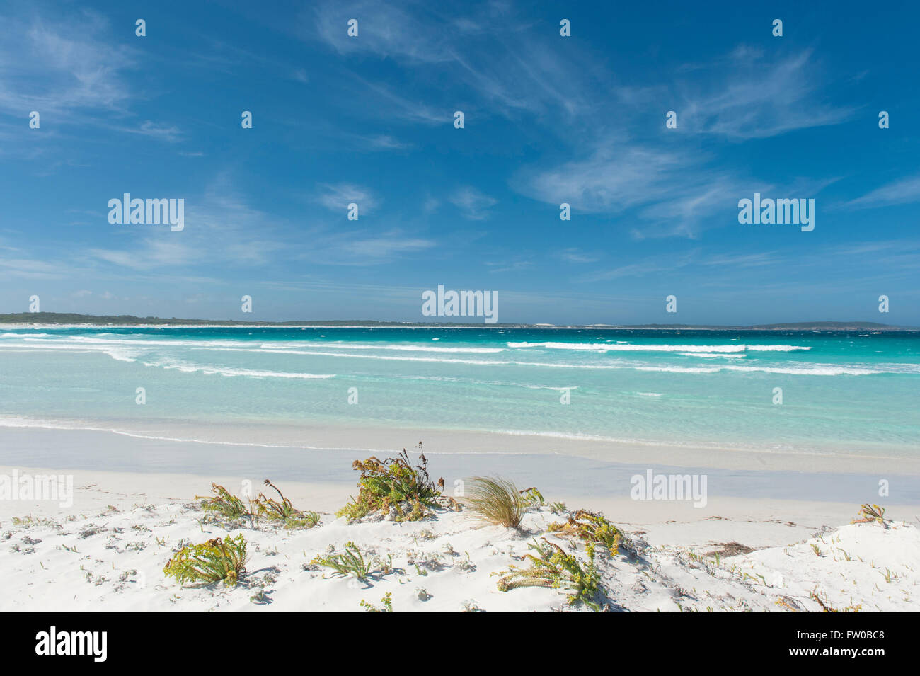 The white sandy main beach of Bremer Bay, a small seaside resort on the ...