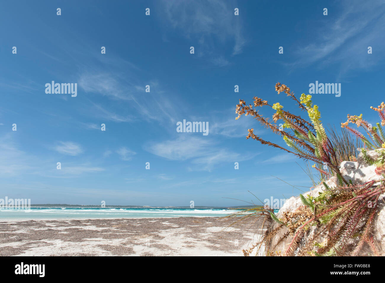 The white sandy main beach of Bremer Bay, a small seaside resort on the ...
