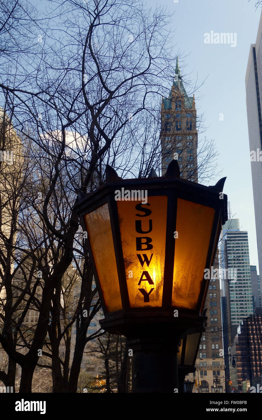 new york city subway sign light Stock Photo - Alamy