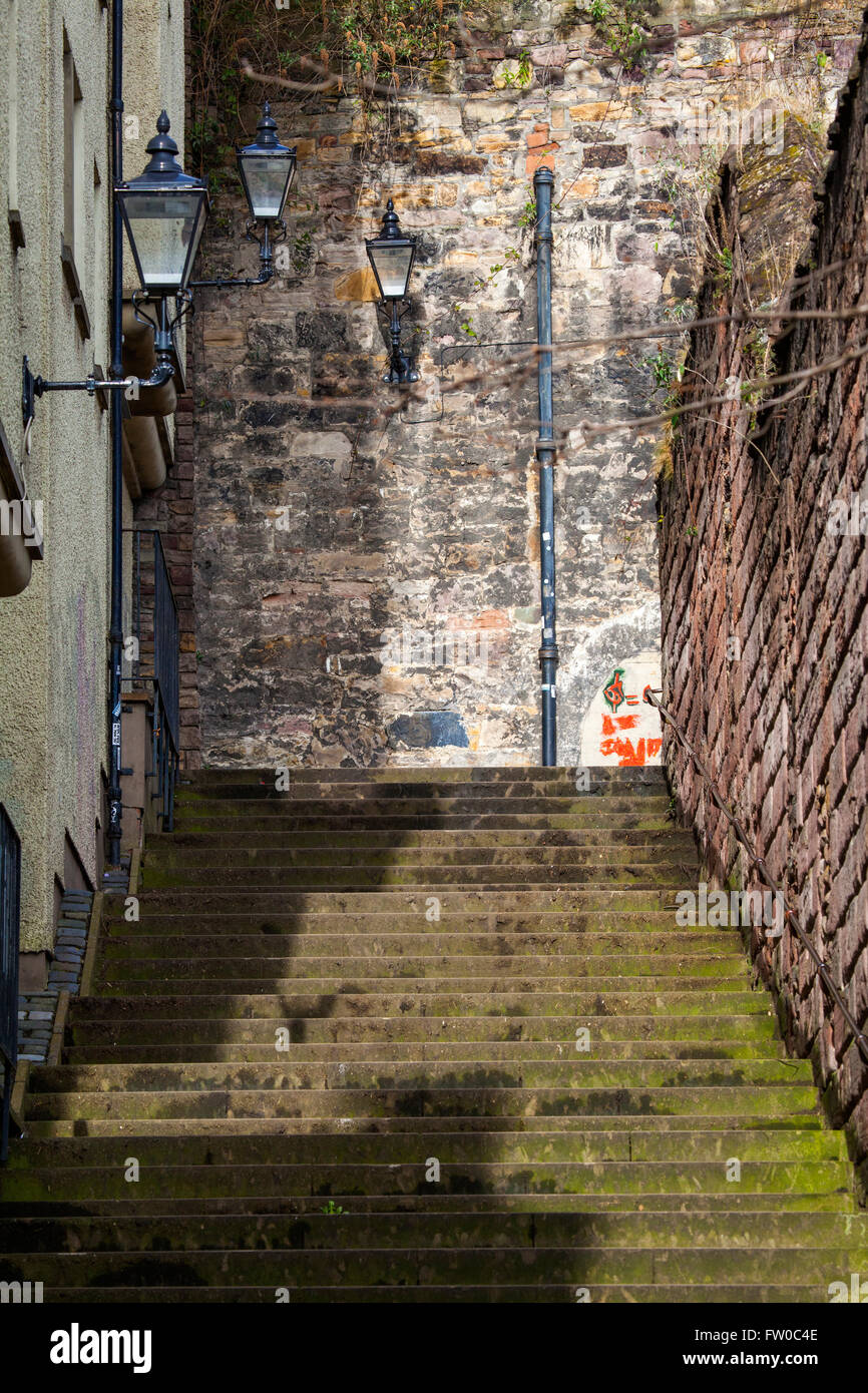 The steps of Castle Wynd North in the old town area of Edinburgh ...