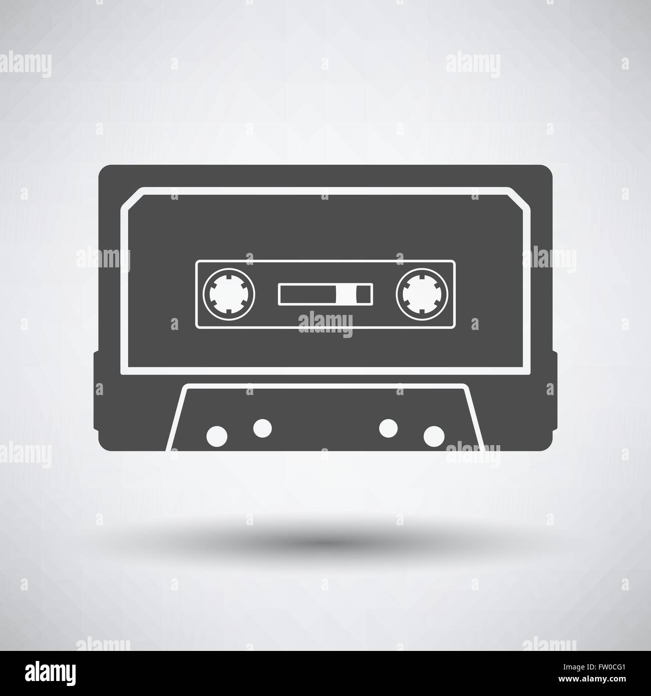 Audio cassette icon on gray background with round shadow. Vector ...