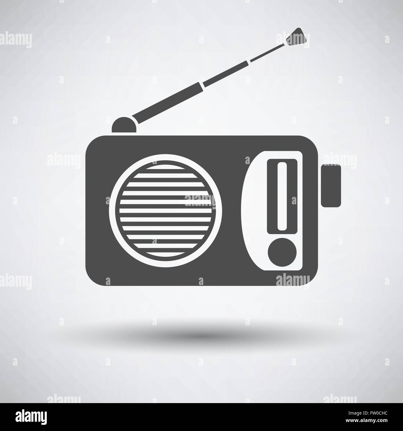 Radio icon on gray background with round shadow. Vector illustration ...