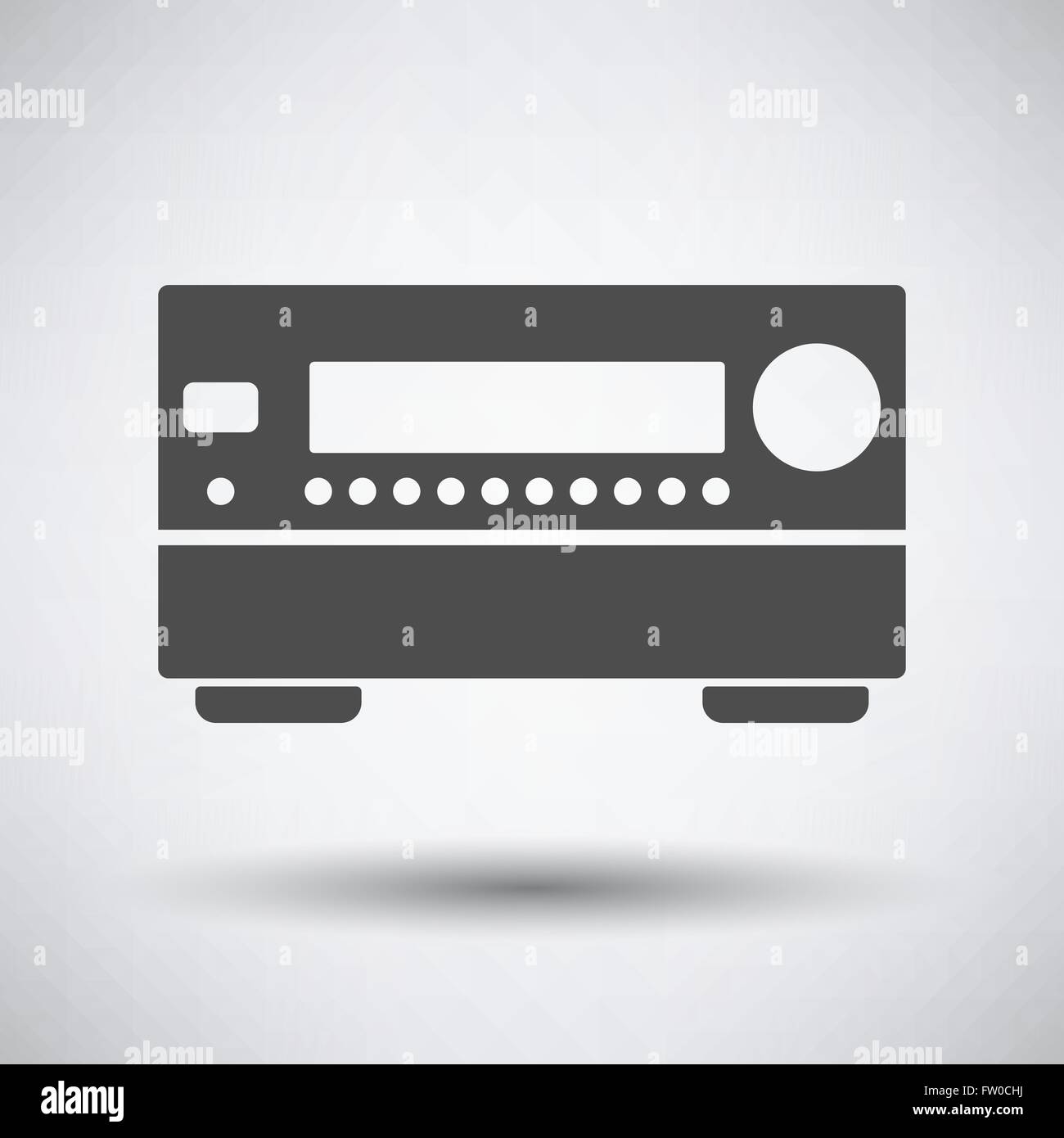 Home theater receiver icon on gray background with round shadow. Vector ...