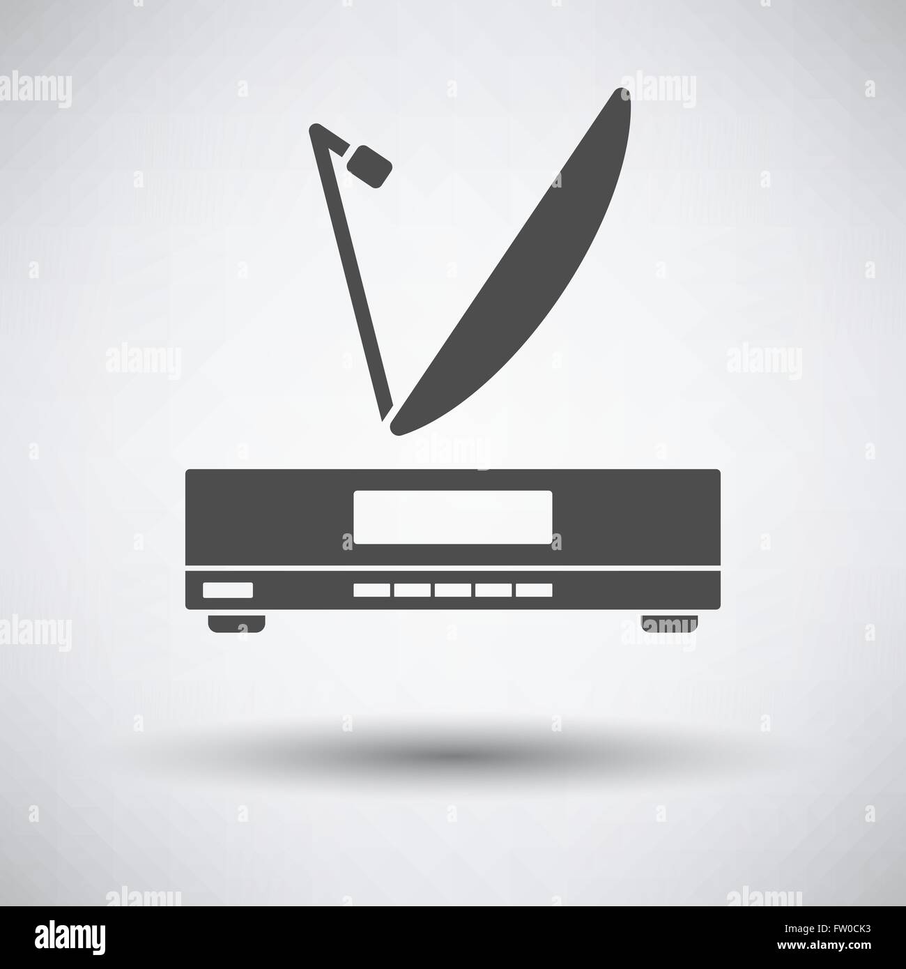 Satellite receiver with antenna icon on gray background with round ...