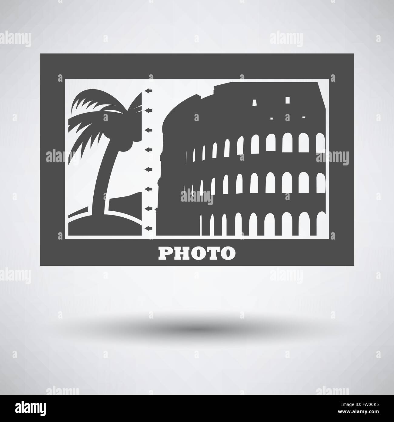 Digital photo frame icon on gray background with round shadow. Vector ...