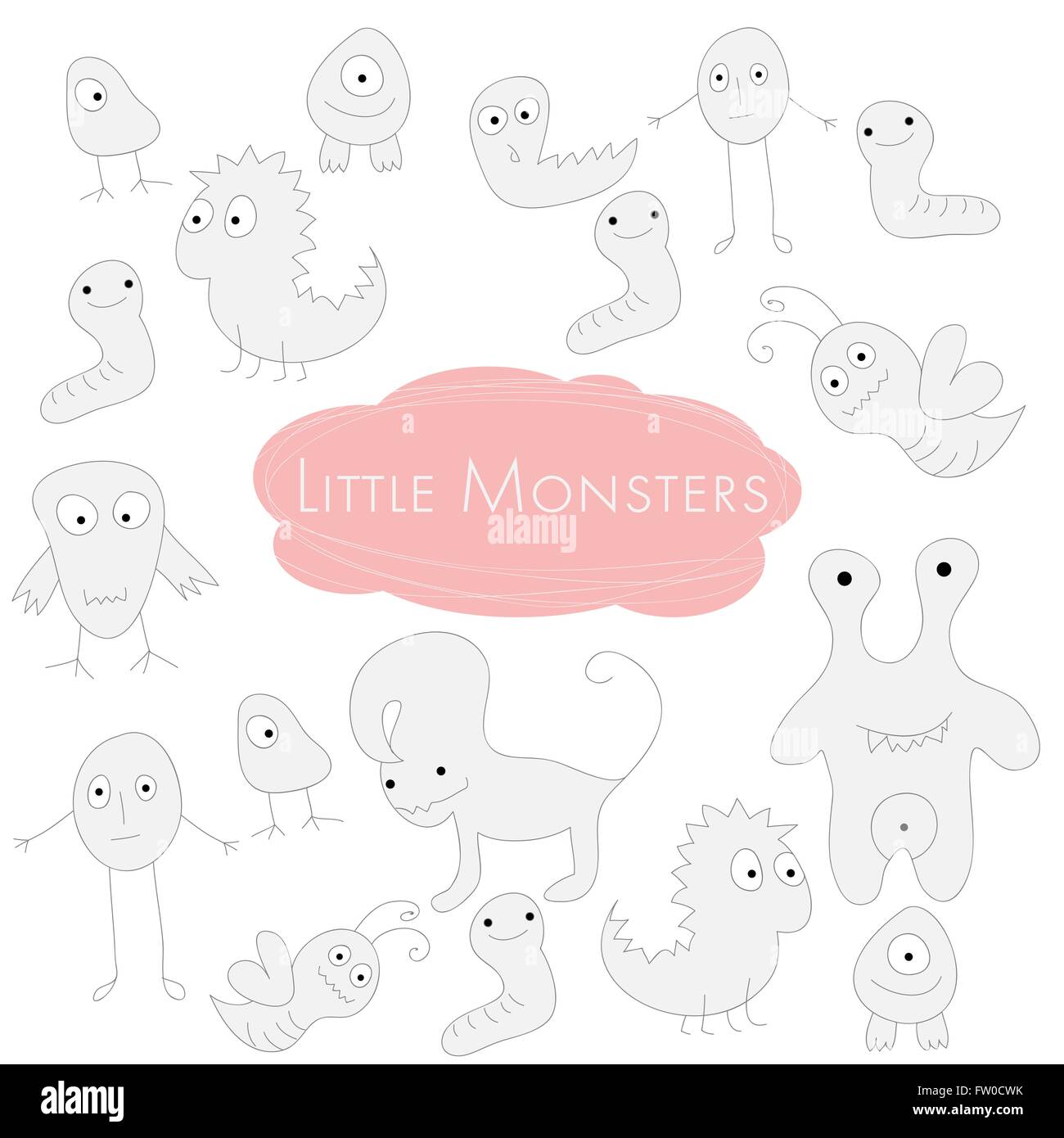 Little funny Monsters Doodle Stock Vector Image & Art - Alamy