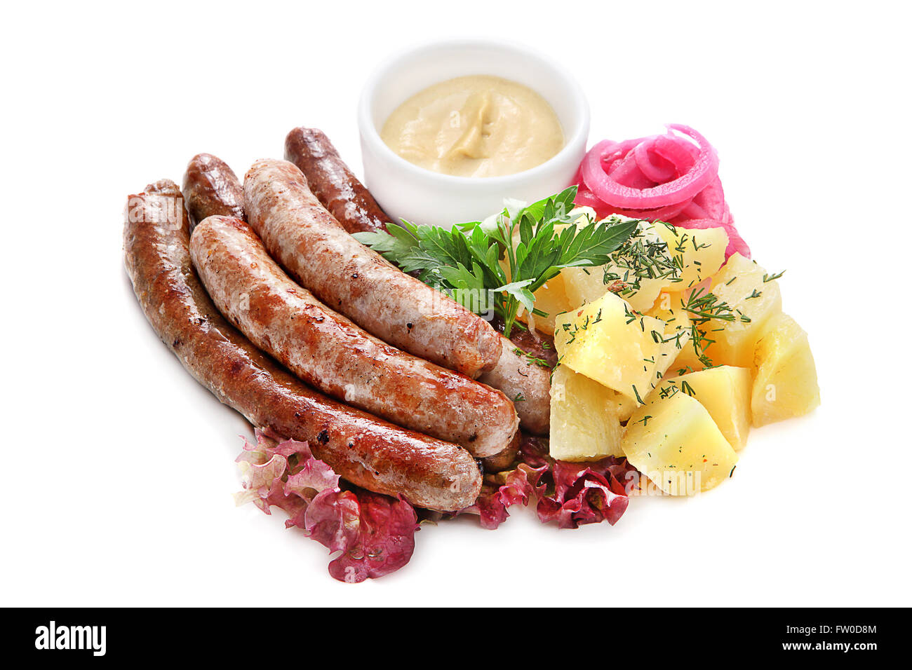 Fried pork meat potatoes Cut Out Stock Images & Pictures - Alamy