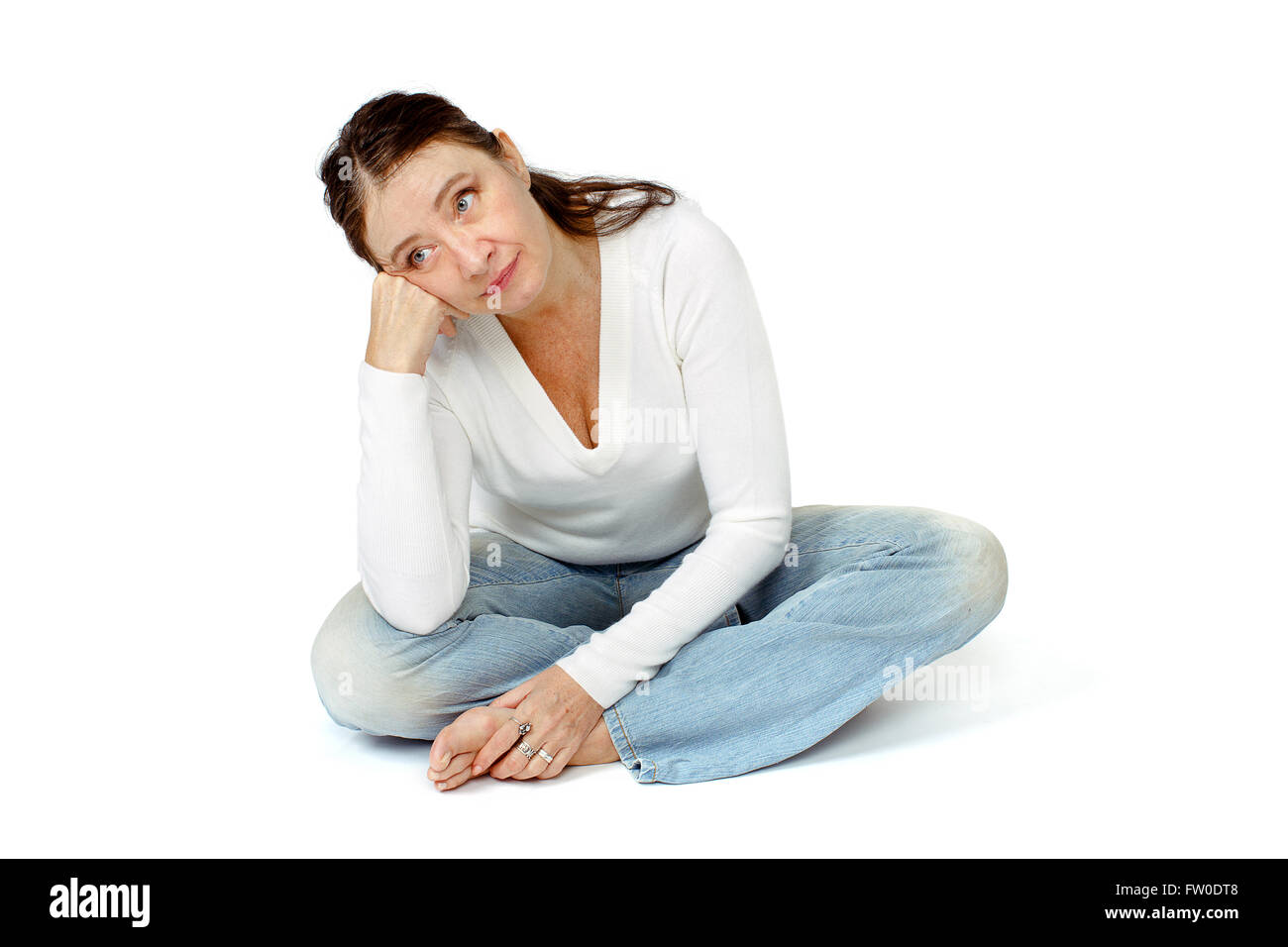 Sad senior female in Cut Out Stock Images & Pictures - Alamy