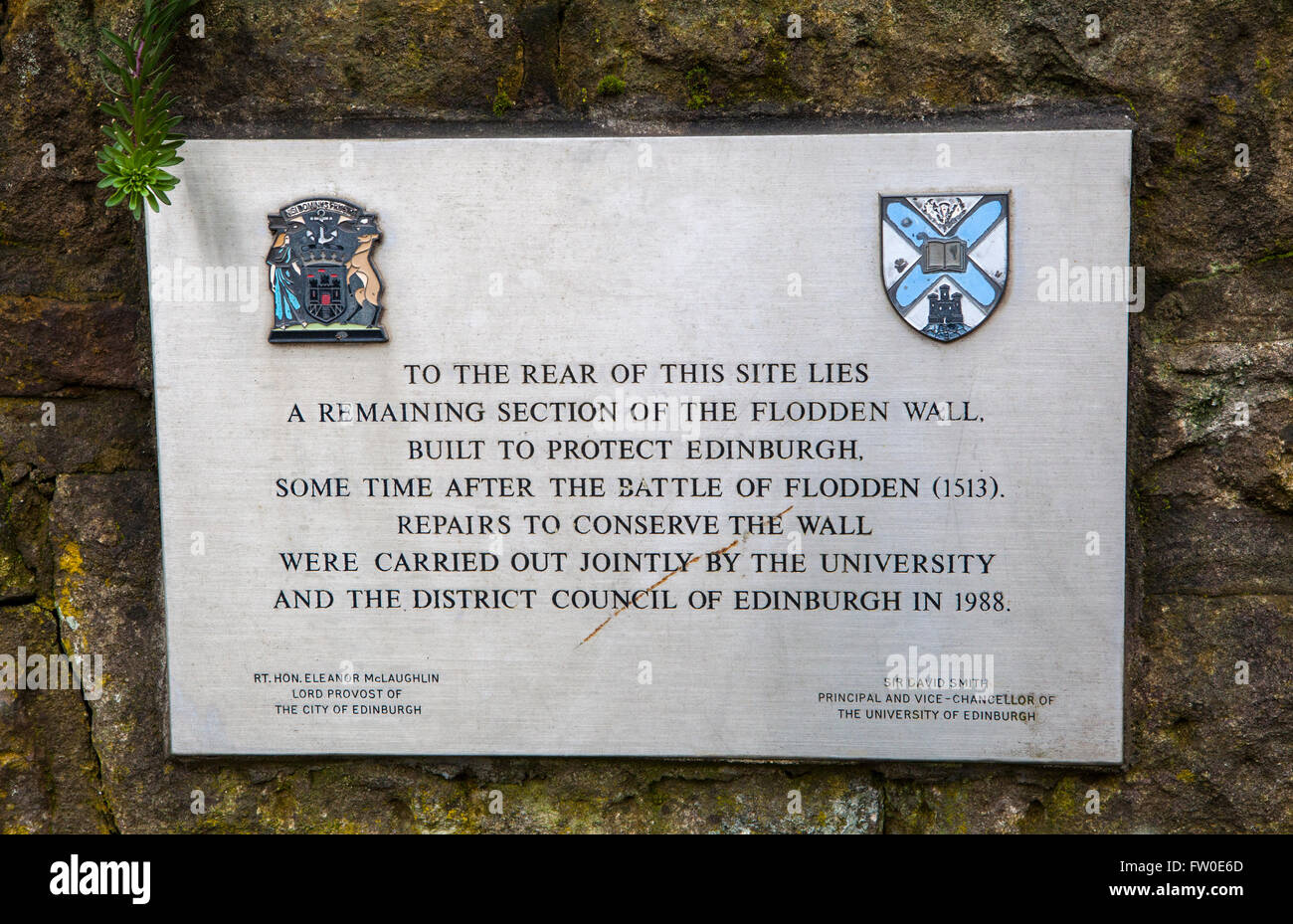 EDINBURGH, SCOTLAND - MARCH 9TH 2016: A plaque noting one of the ...