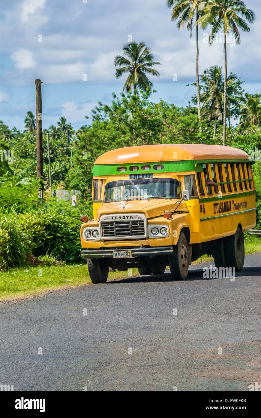 Traditional Samoan community bus, Upolu Island, Western Samoa Stock ...