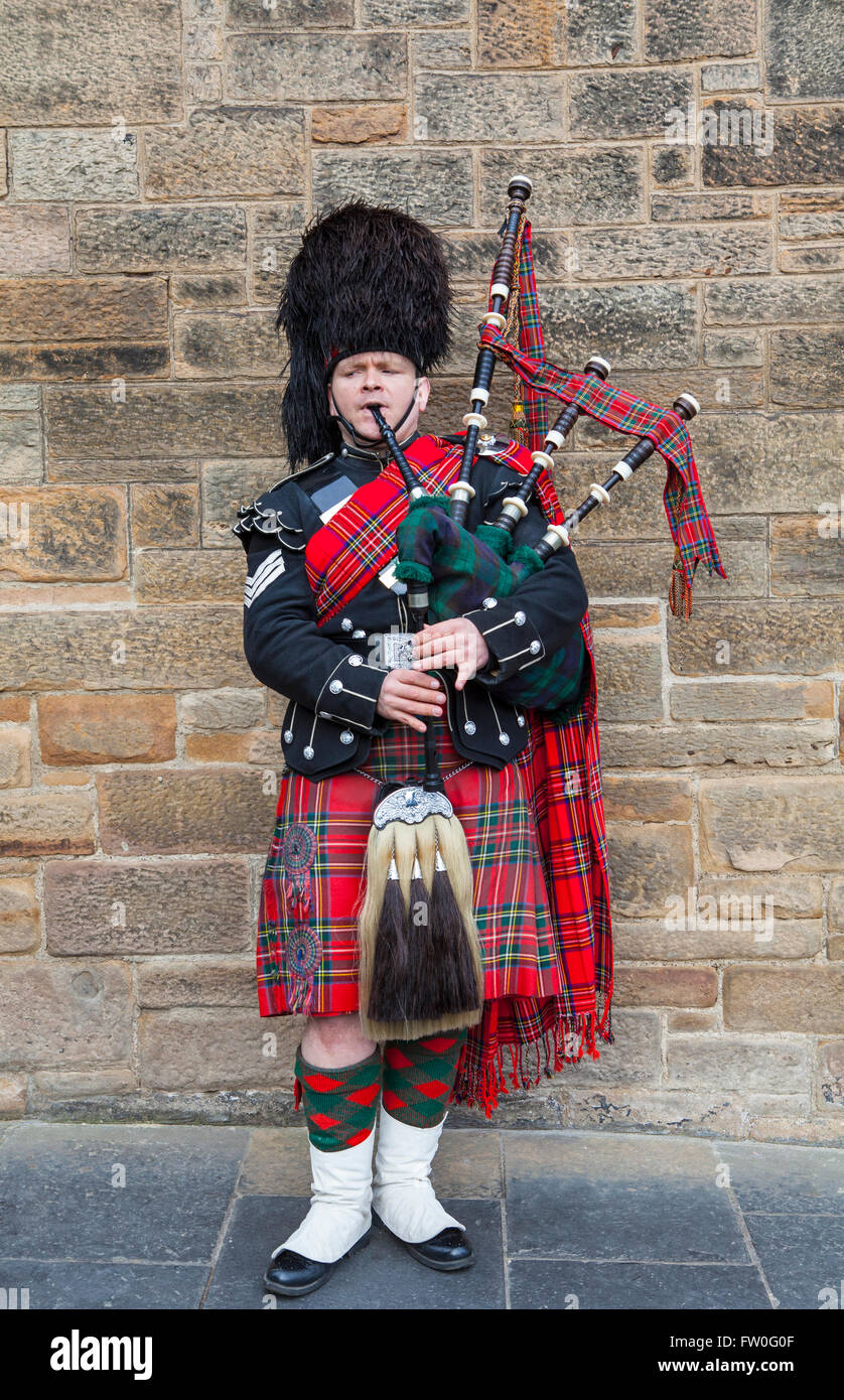 EDINBURGH, SCOTLAND - MARCH 8TH 2016: A Scotsman wearing traditional ...