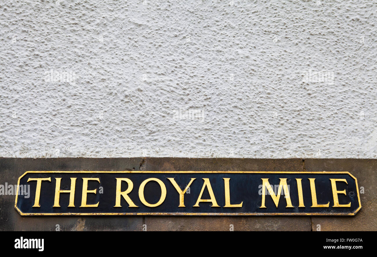 A street sign on the historic Royal Mile in the city of Edinburgh ...
