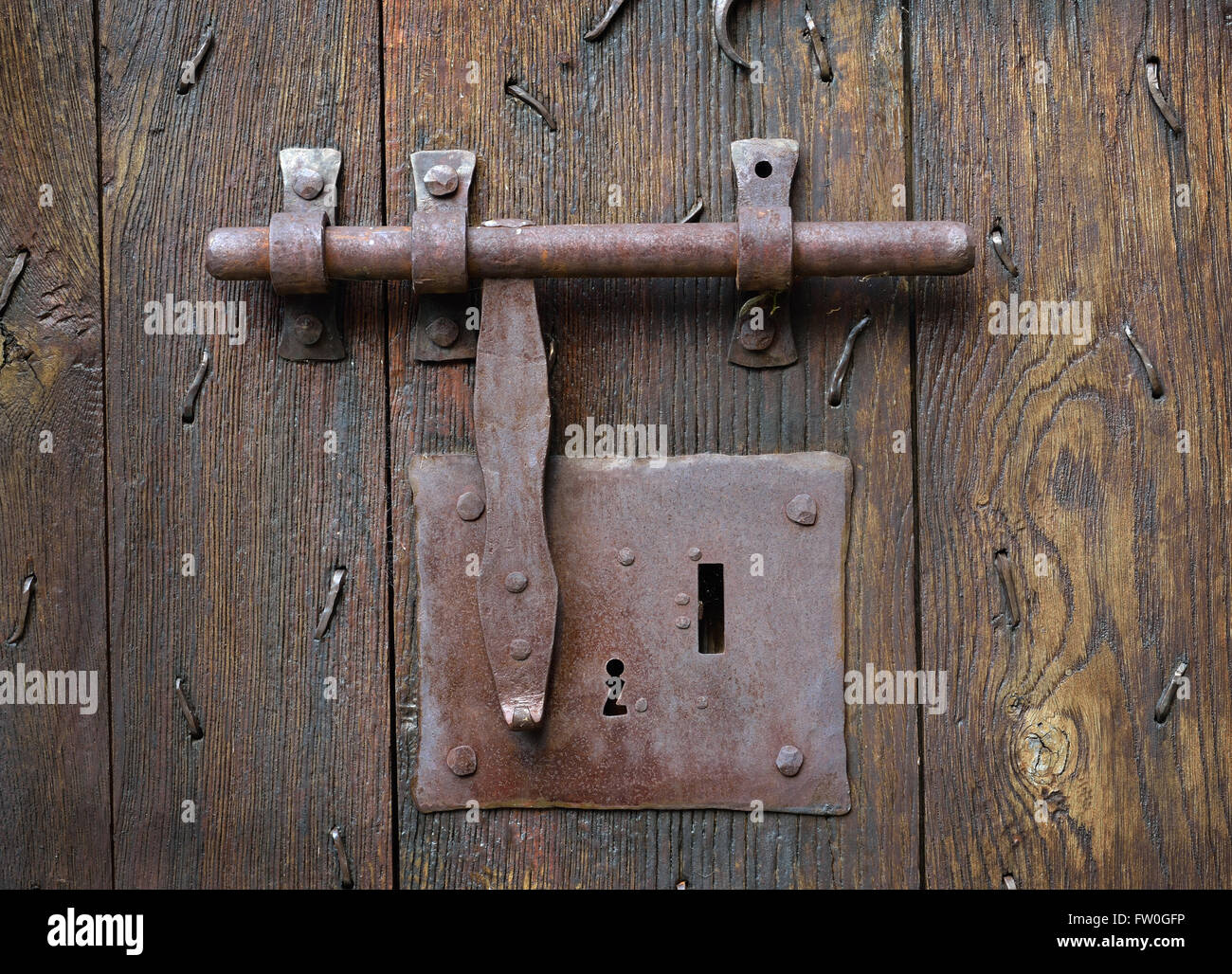Old-style lock with a hasp Stock Photo - Alamy