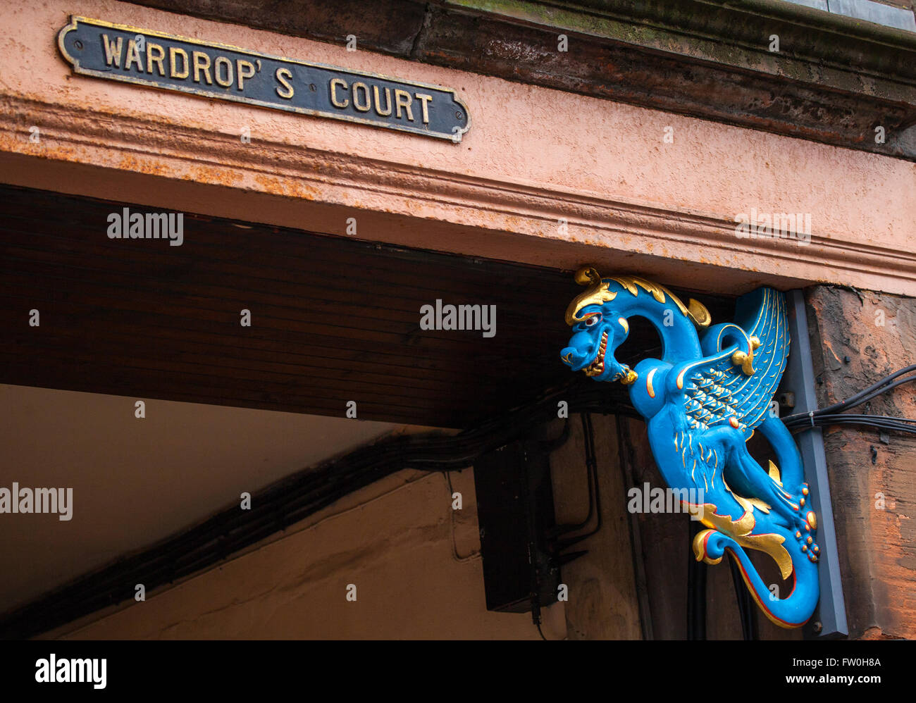 A street sign for the historic Wardrops Court along the Royal Mile in ...