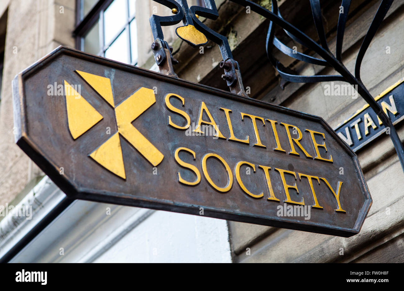 EDINBURGH, SCOTLAND - MARCH 12TH 2016: A sign for the historic Saltire ...