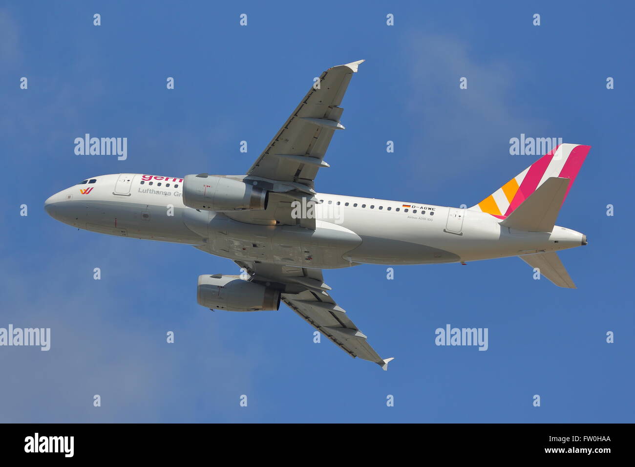 Germanwings Airbus A320 D-AGWE departing from London Heathrow Airport ...