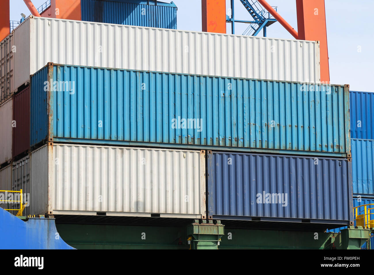 Container Ship is loading in a port Stock Photo - Alamy