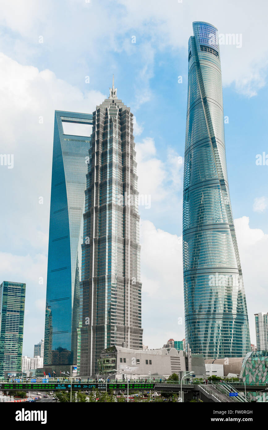 Shanghai Tower, World Financial Center and Jin Mao Tower in Shanghai ...