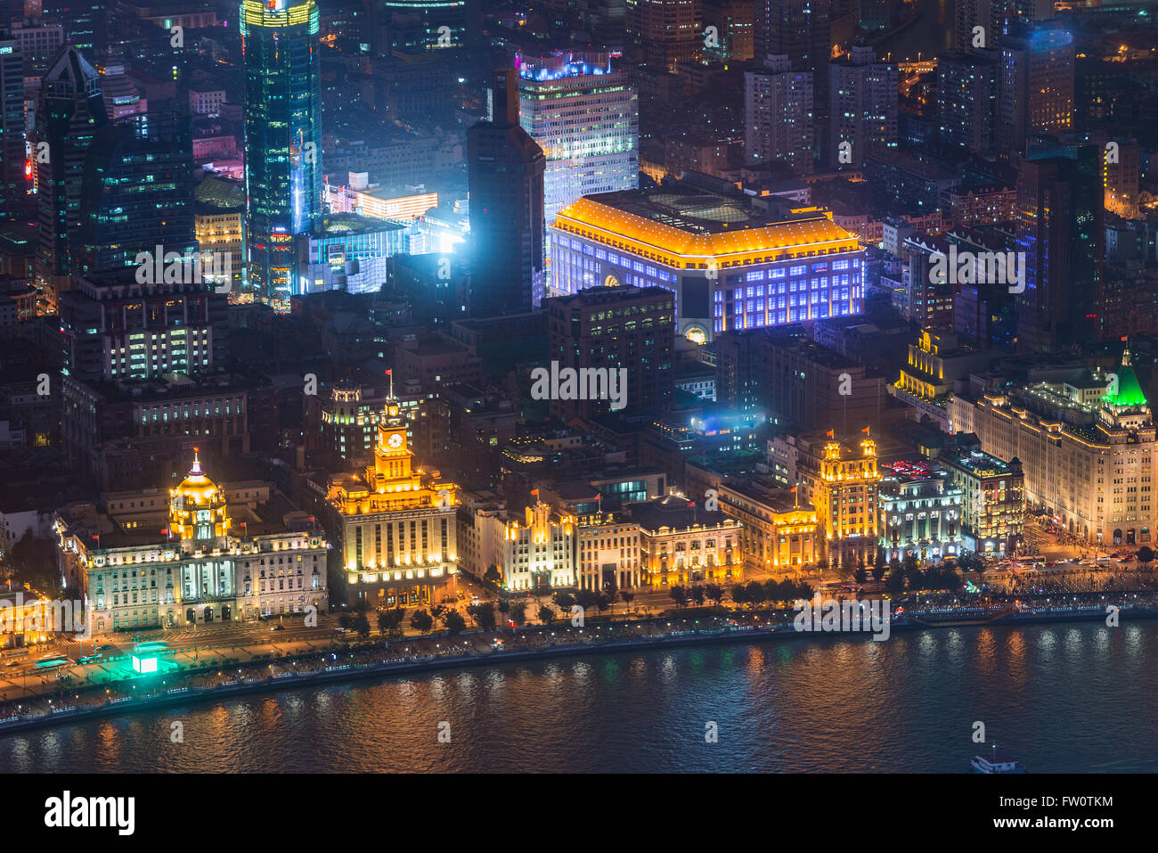 Bund or Waitan waterfront at night in Shanghai Stock Photo - Alamy