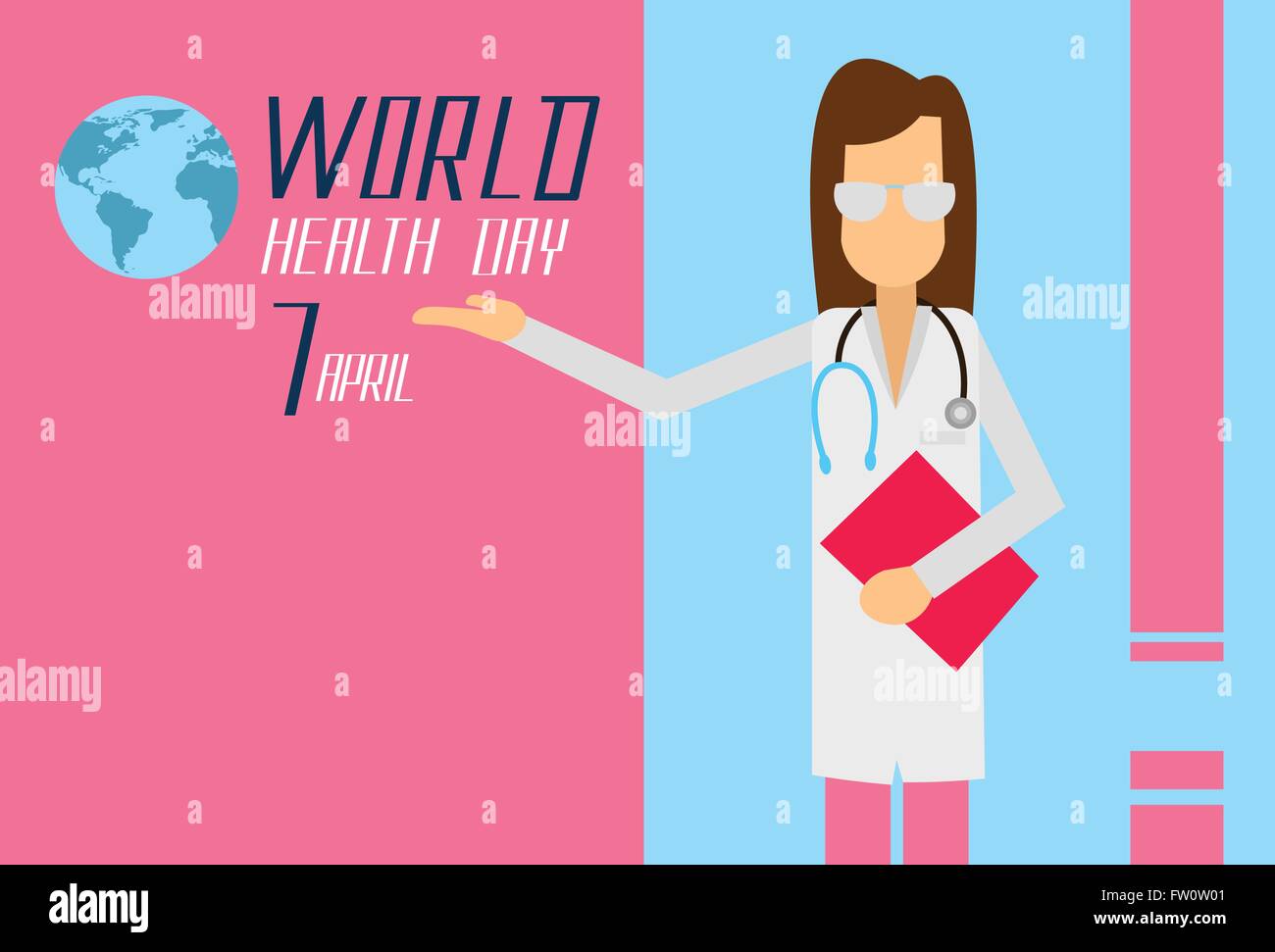 Medical Doctor Woman World Healthy Day April Holiday Banner Stock ...