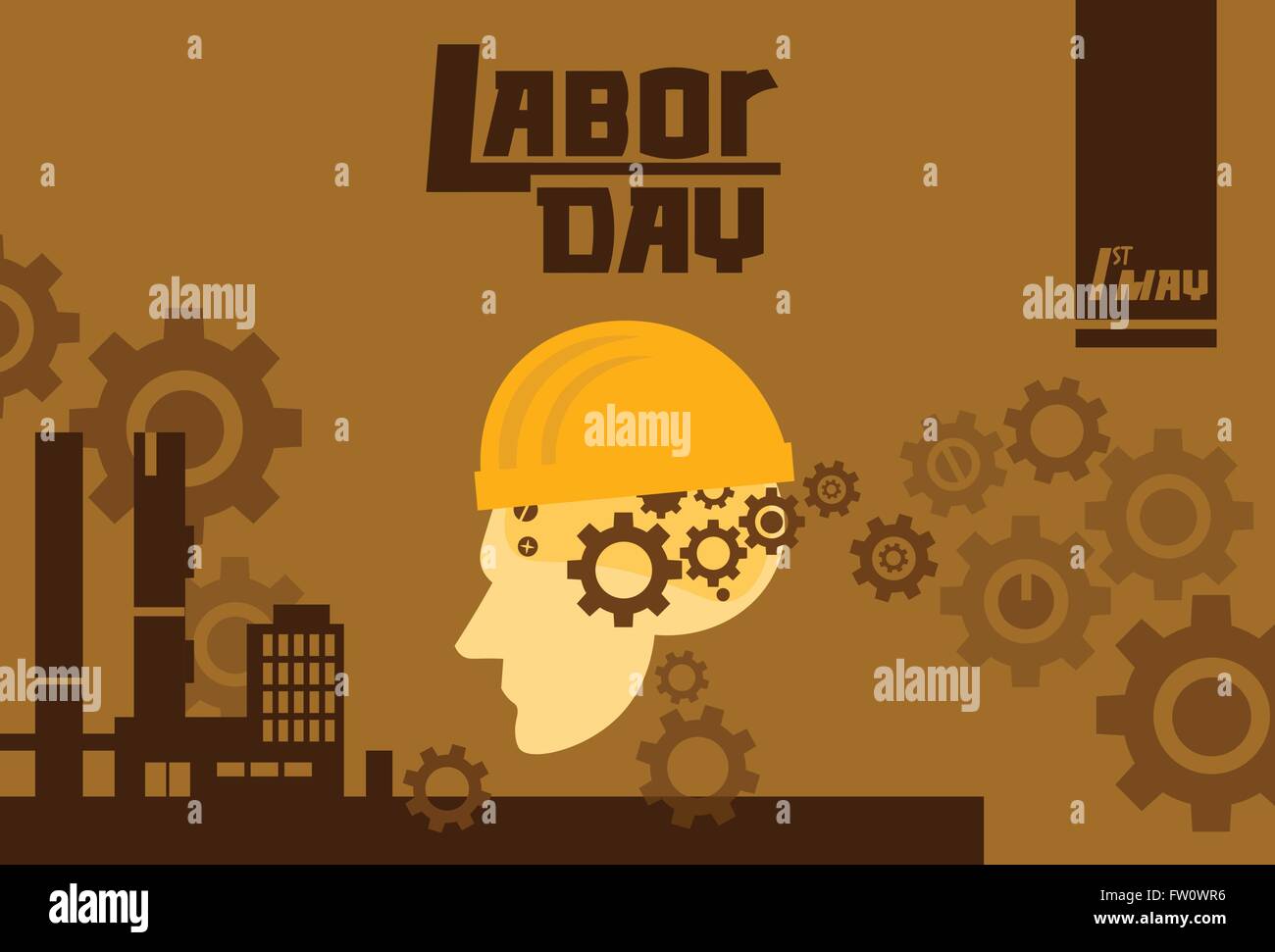 International Labor Day, Man Wear Hard Hat Factory Exterior, Worker ...