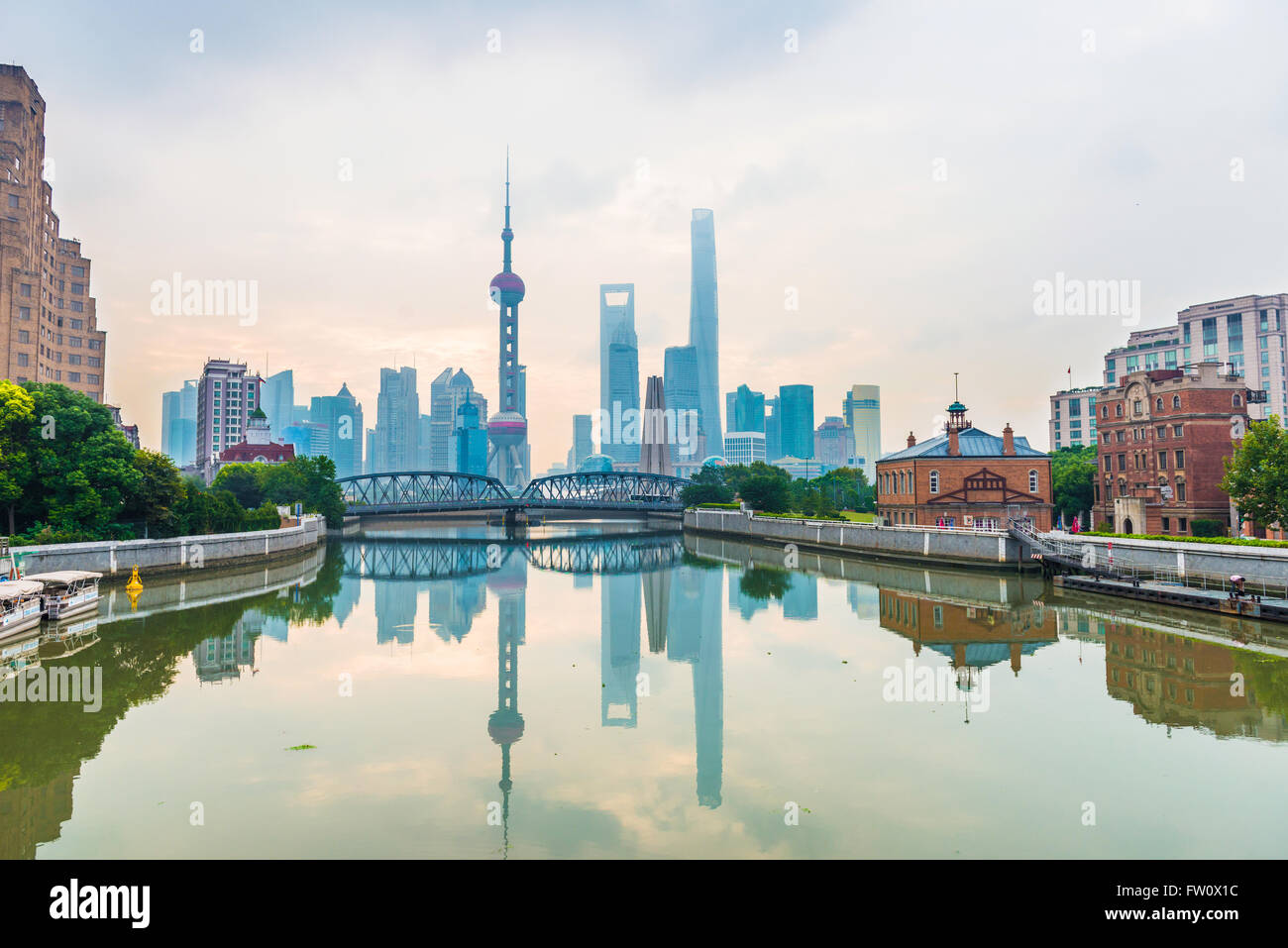 Shanghai bund Garden bridge at skyline Stock Photo - Alamy