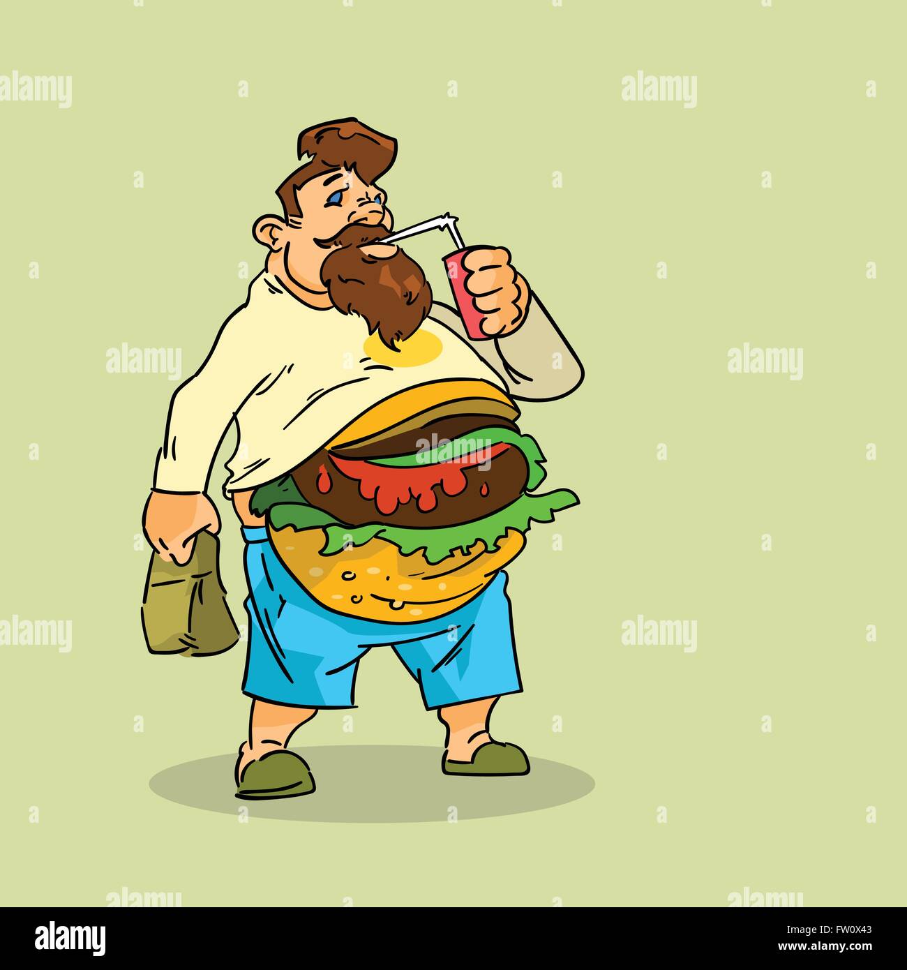 Fat Person Eating Mcdonalds Cartoon