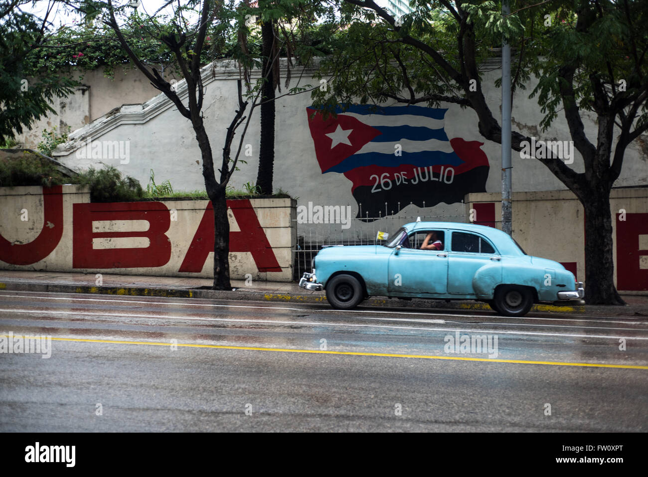 Street scene on rainy day in Havana,Cuba Stock Photo - Alamy