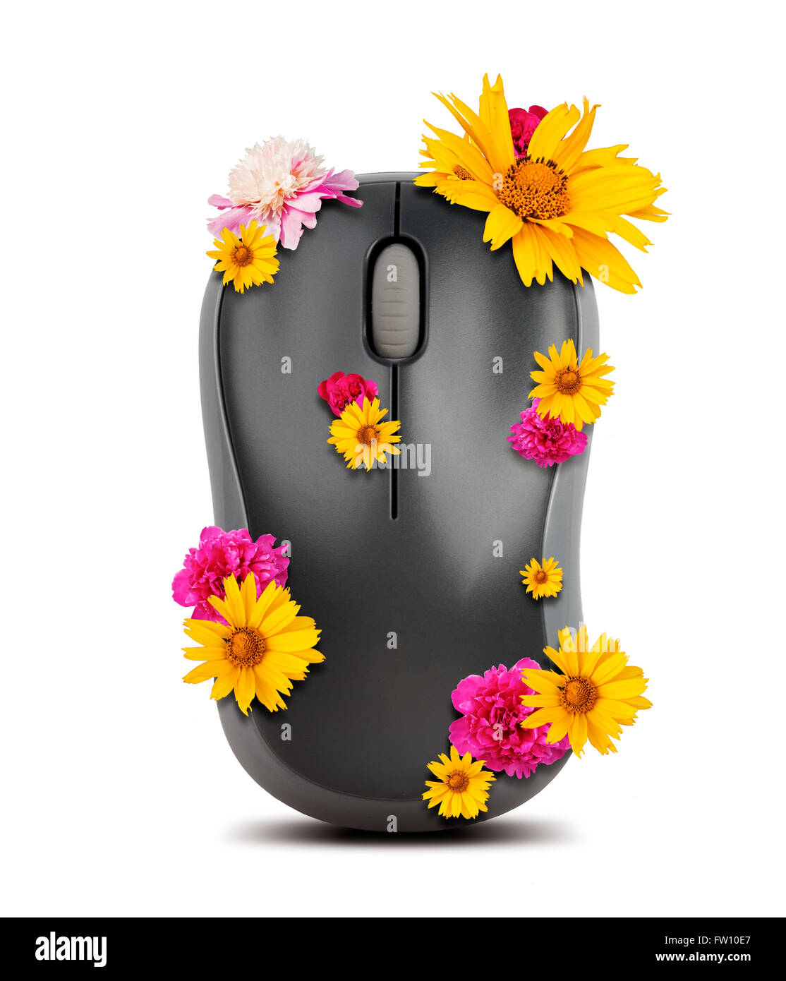 Computer mouse with flowers Stock Photo - Alamy