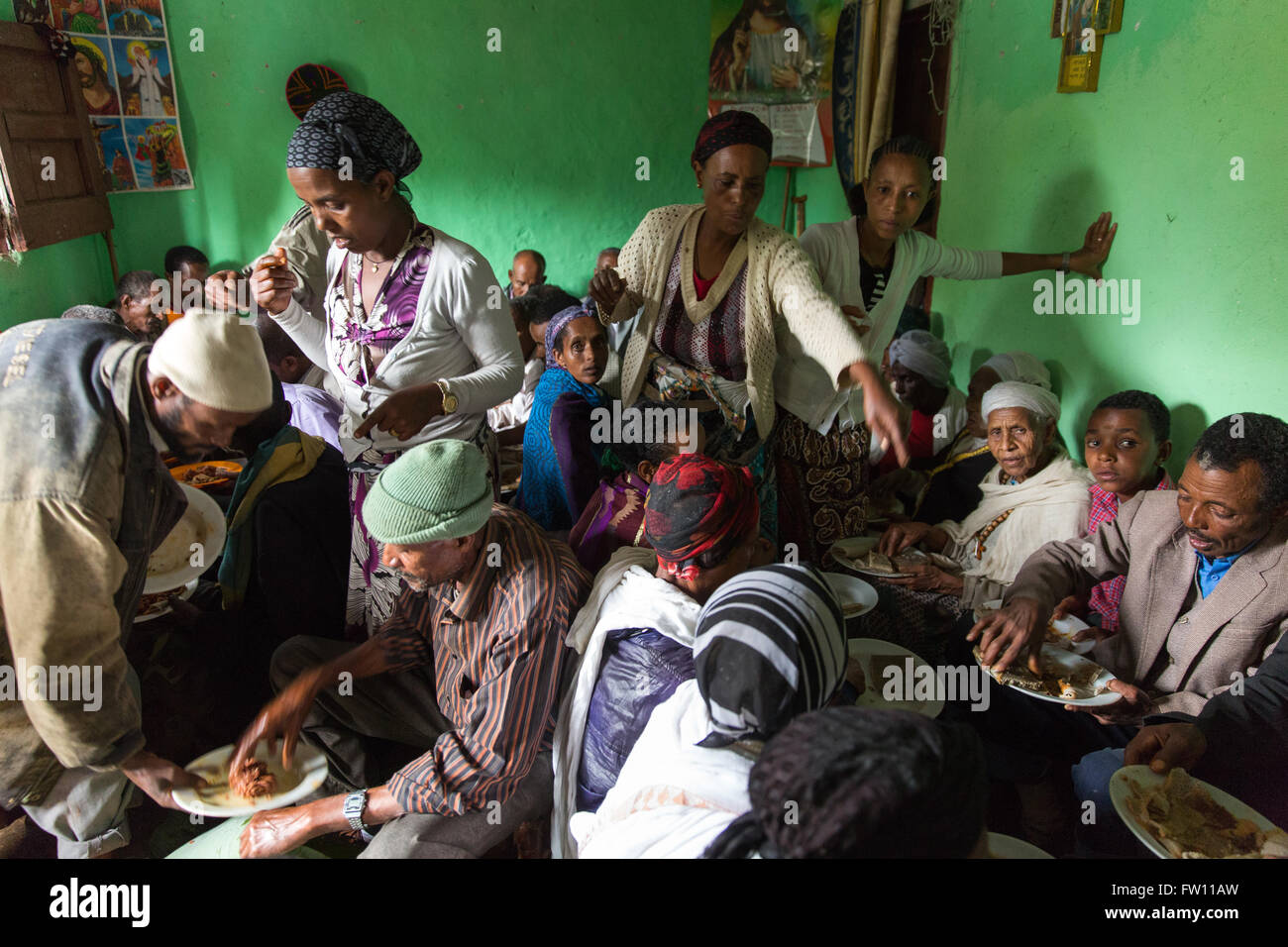 Gibi village, Gurage, Ethiopia, 6th October 2013 People gather for a ...
