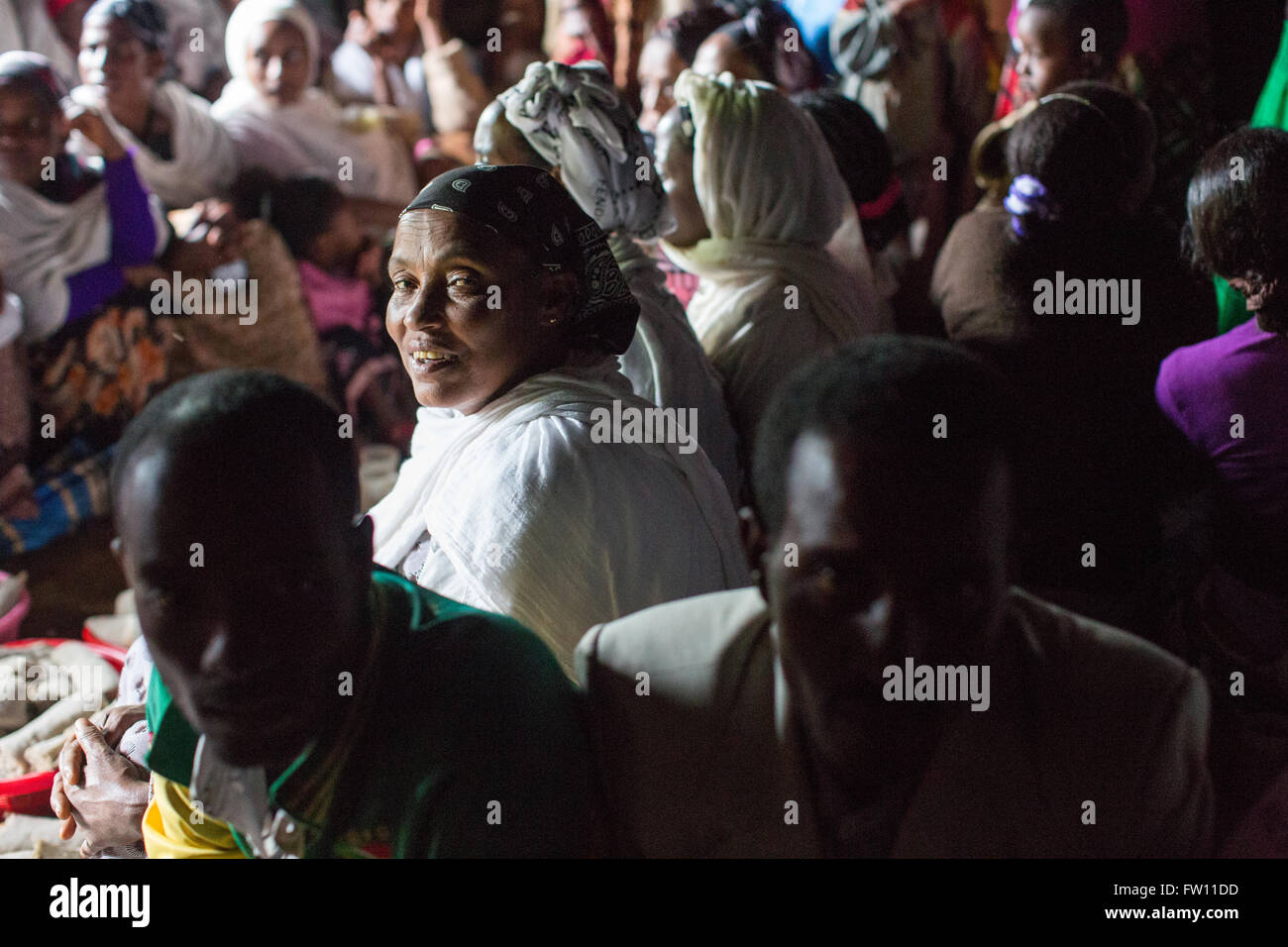 Gibi village, Gurage, Ethiopia, 6th October 2013 People gather for a ...