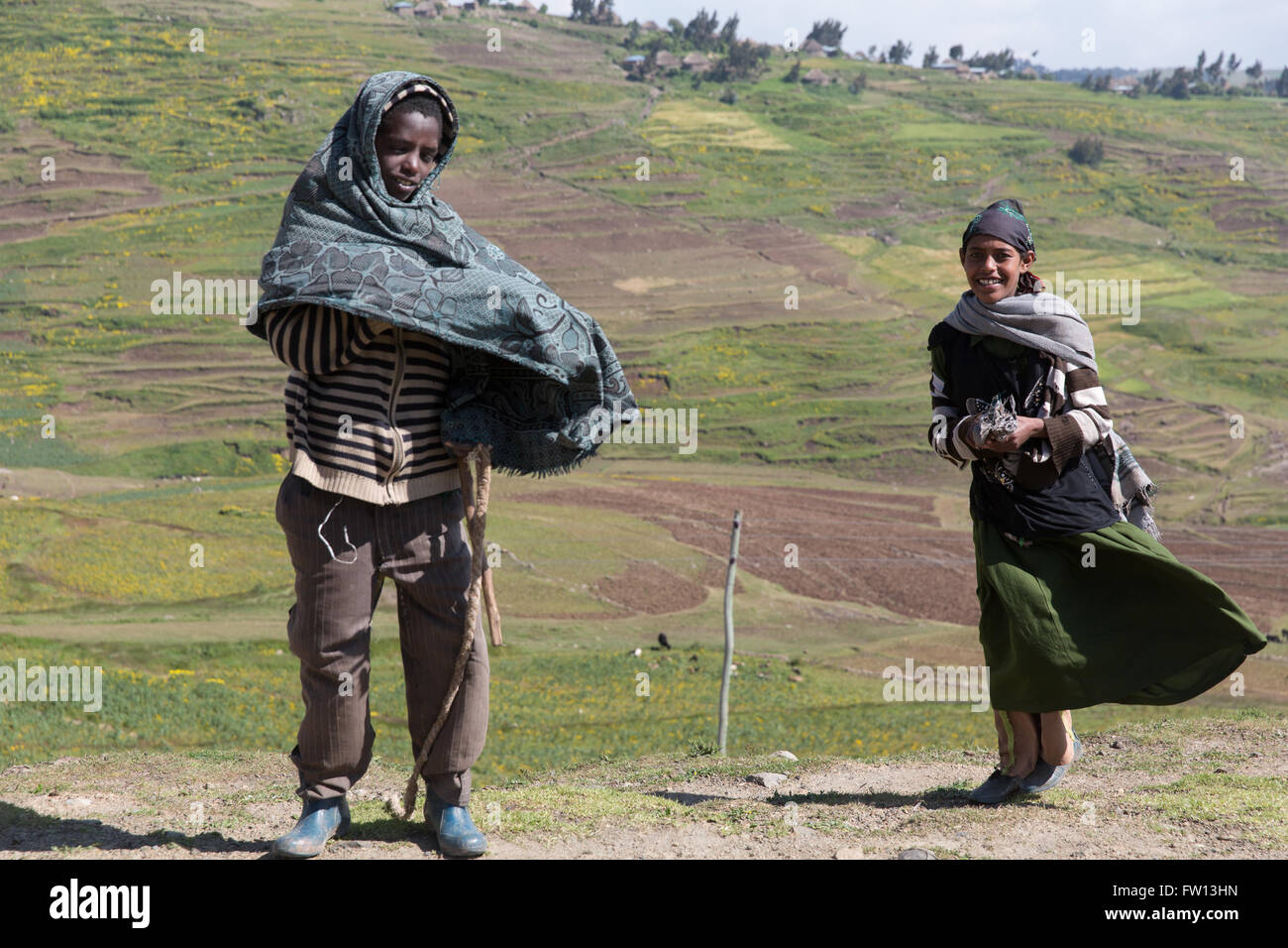 Furamariam village, Debele, Amhara, Ethiopia, October 2013: Children ...