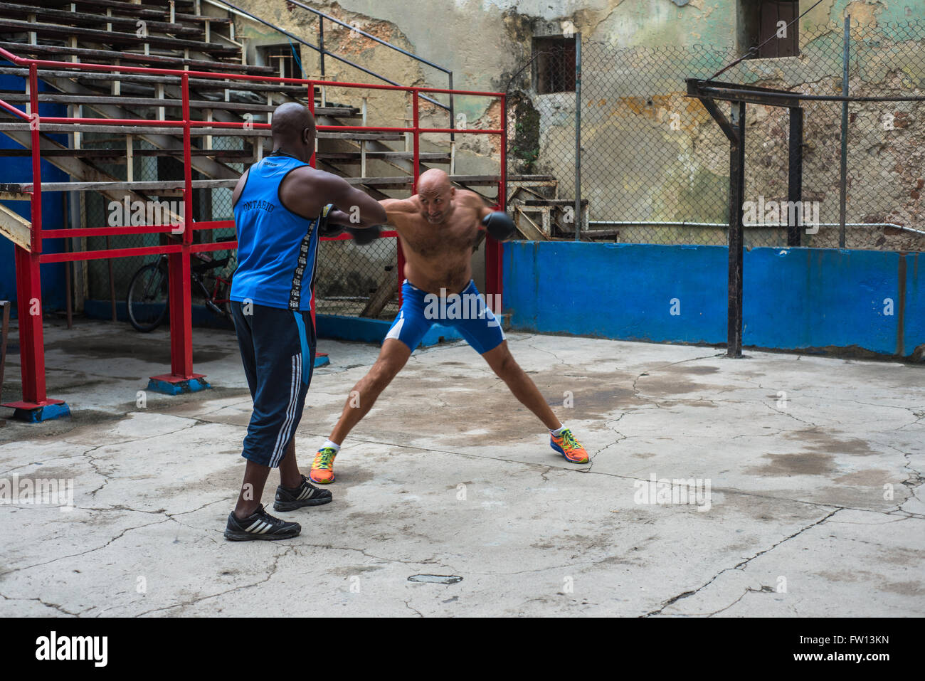 Havana, Cuba - September 22, 2015: Young boxers train in famous boxing ...