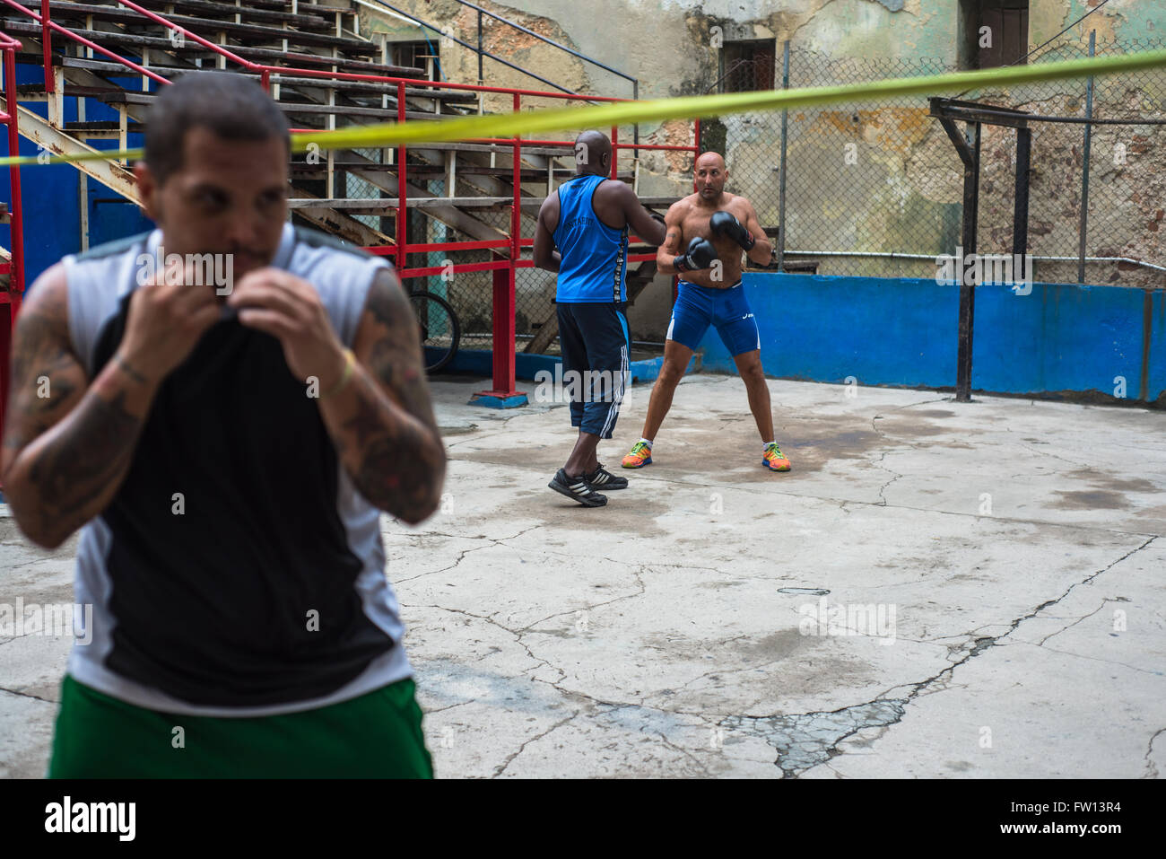 Havana, Cuba - September 22, 2015: Young boxers train in famous boxing ...