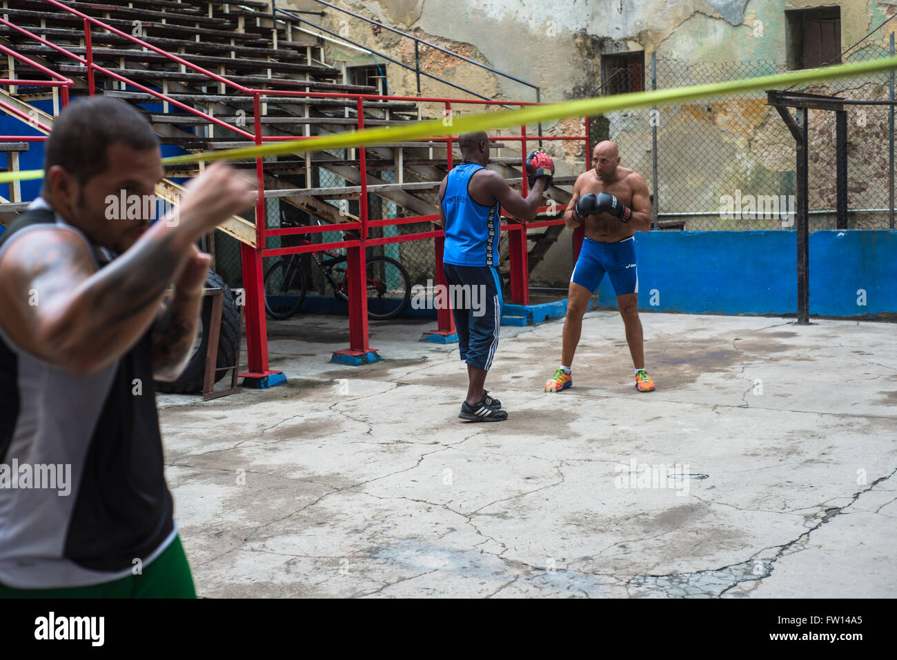 Havana, Cuba - September 22, 2015: Young boxers train in famous boxing ...