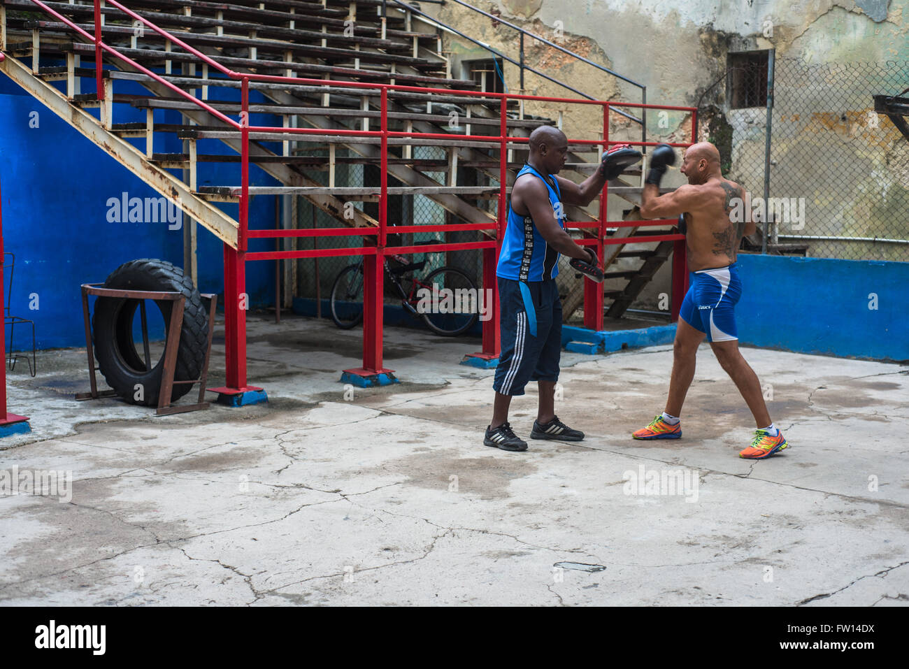 Havana, Cuba - September 22, 2015: Young boxers train in famous boxing ...
